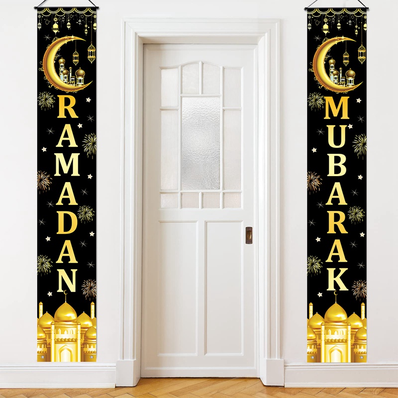 180*30cm Islamic Muslim Backdrop Ramadan MUBARAK Door Banner Party ...