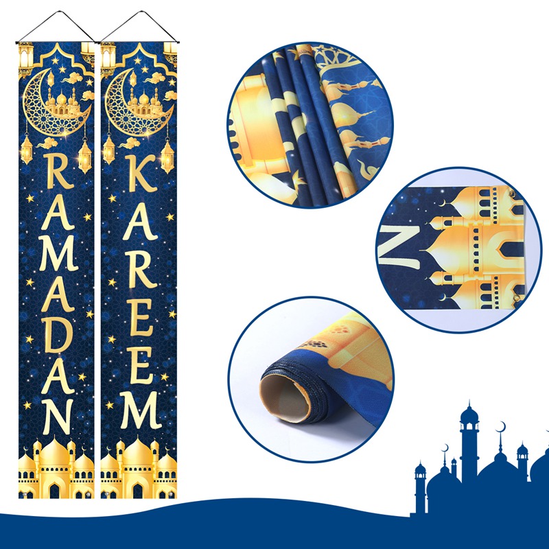 180*30cm Islamic Muslim Backdrop Ramadan MUBARAK Door Banner Party ...