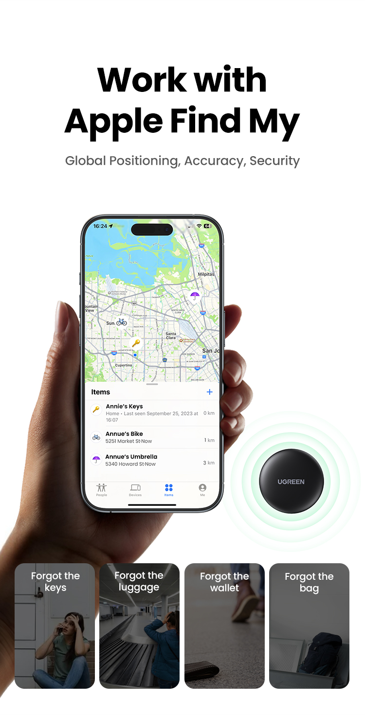 UGREEN Finder Security Smart Track Link SmartTag Find My Key Bluetooth ...