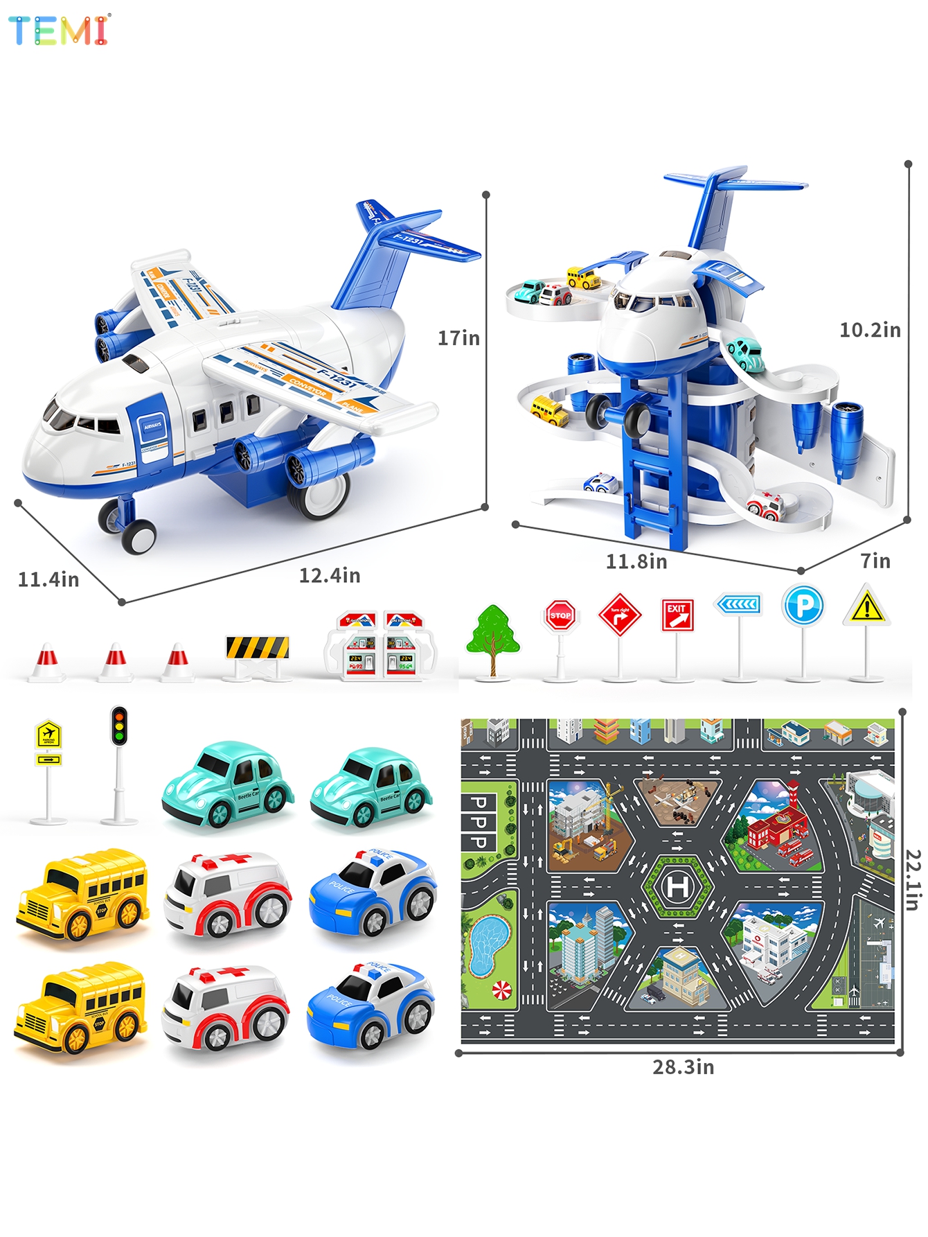 TEMI Aircraft Adventure Toy Car Adventure Toy Children's Toy Storage ...