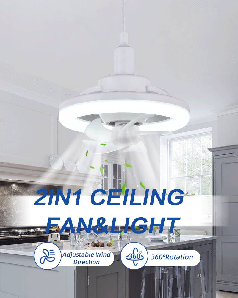 【FREE Holder】2in1 360° Rotation Ceiling Fan With Light E27 Exhaust Fan ...