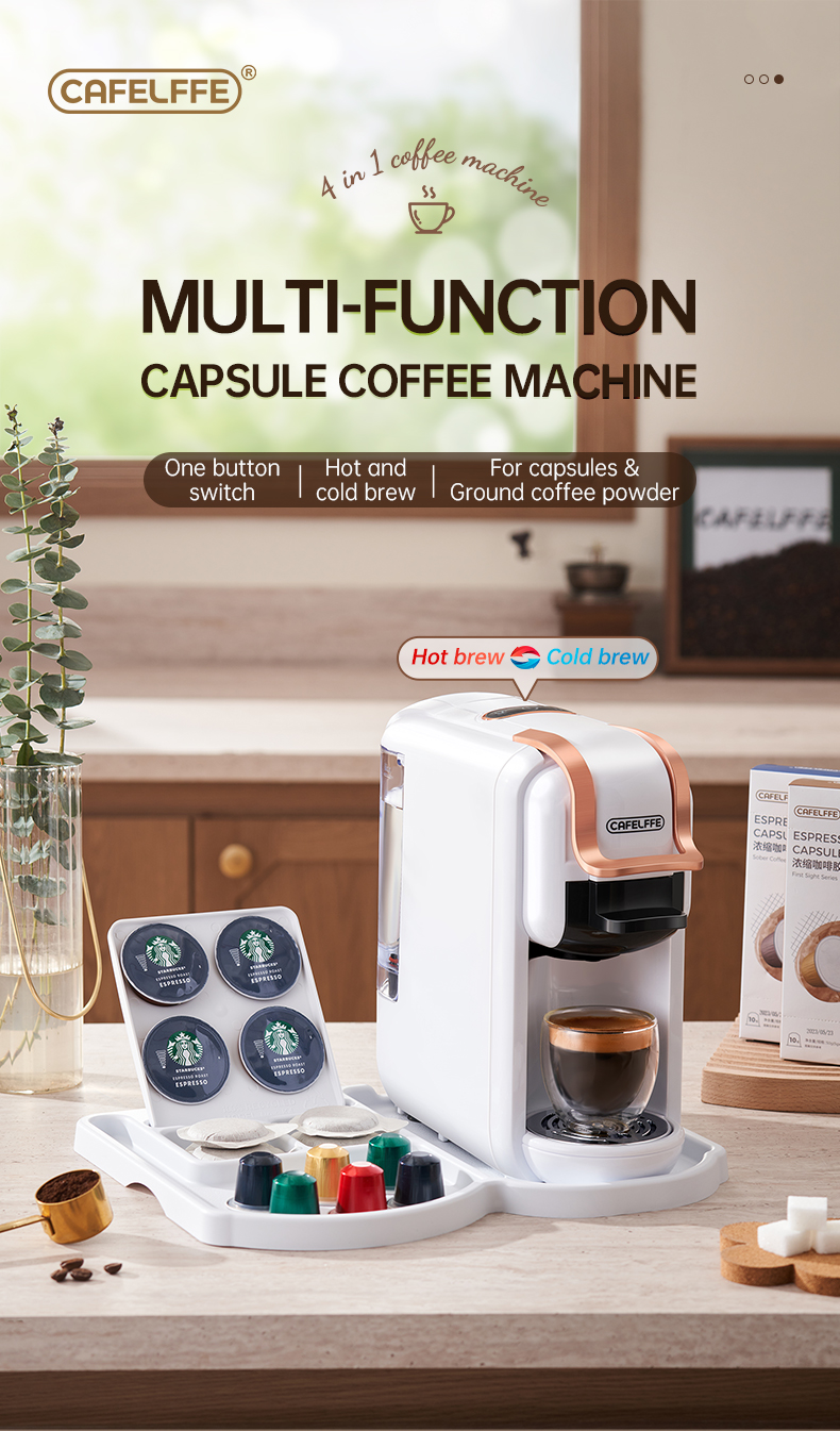 Cafelffe 4-IN-1 Capsule Coffee Maker Hot/Cold Espresso Machine for ...