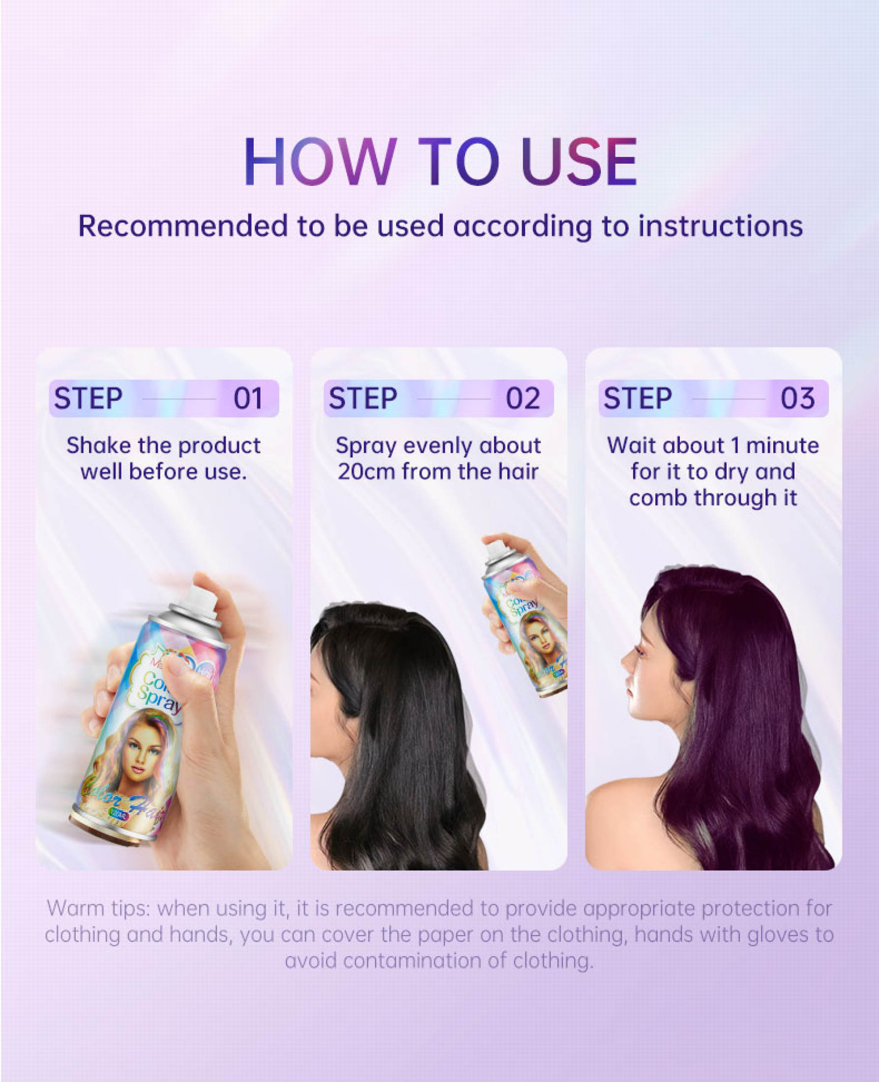 Temporary Hair Dye Spray Black Hair Spray Hair Colour Spray一 次性喷雾染发 ...