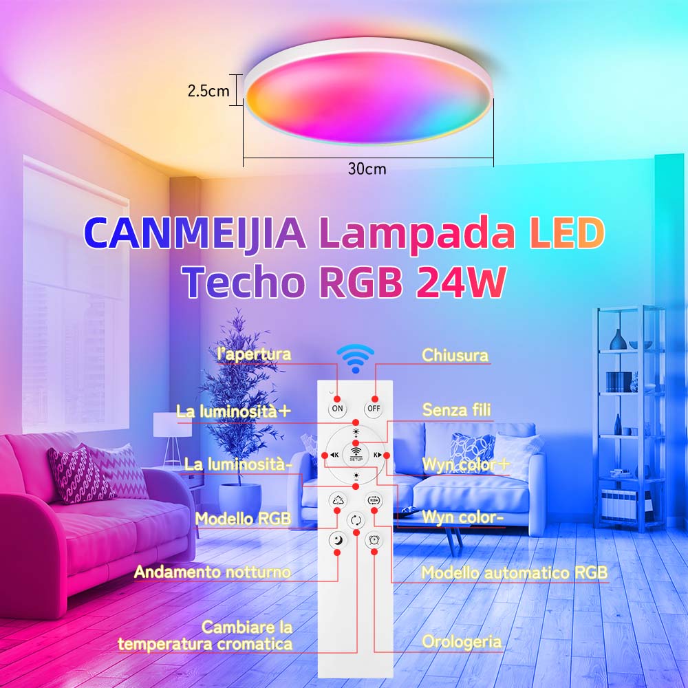 CANMEIJIA LED Ceiling Light Tricolor 70W 50W 40W 30W 3 Colors Changeable Ceiling light with ...