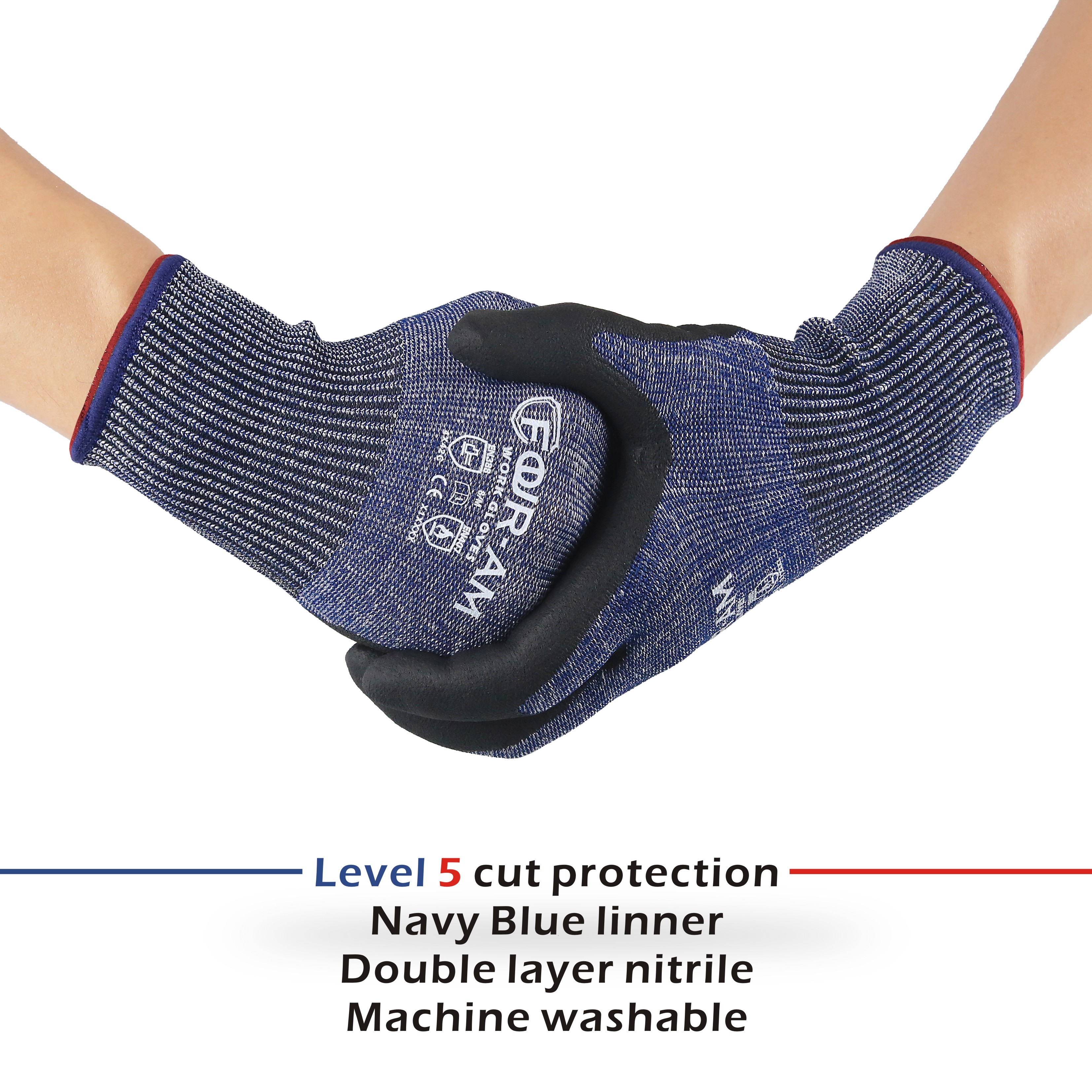 1 Pair Level 5 Cut Resistant Gloves; Firm Non-Slip Grip; Thin ...