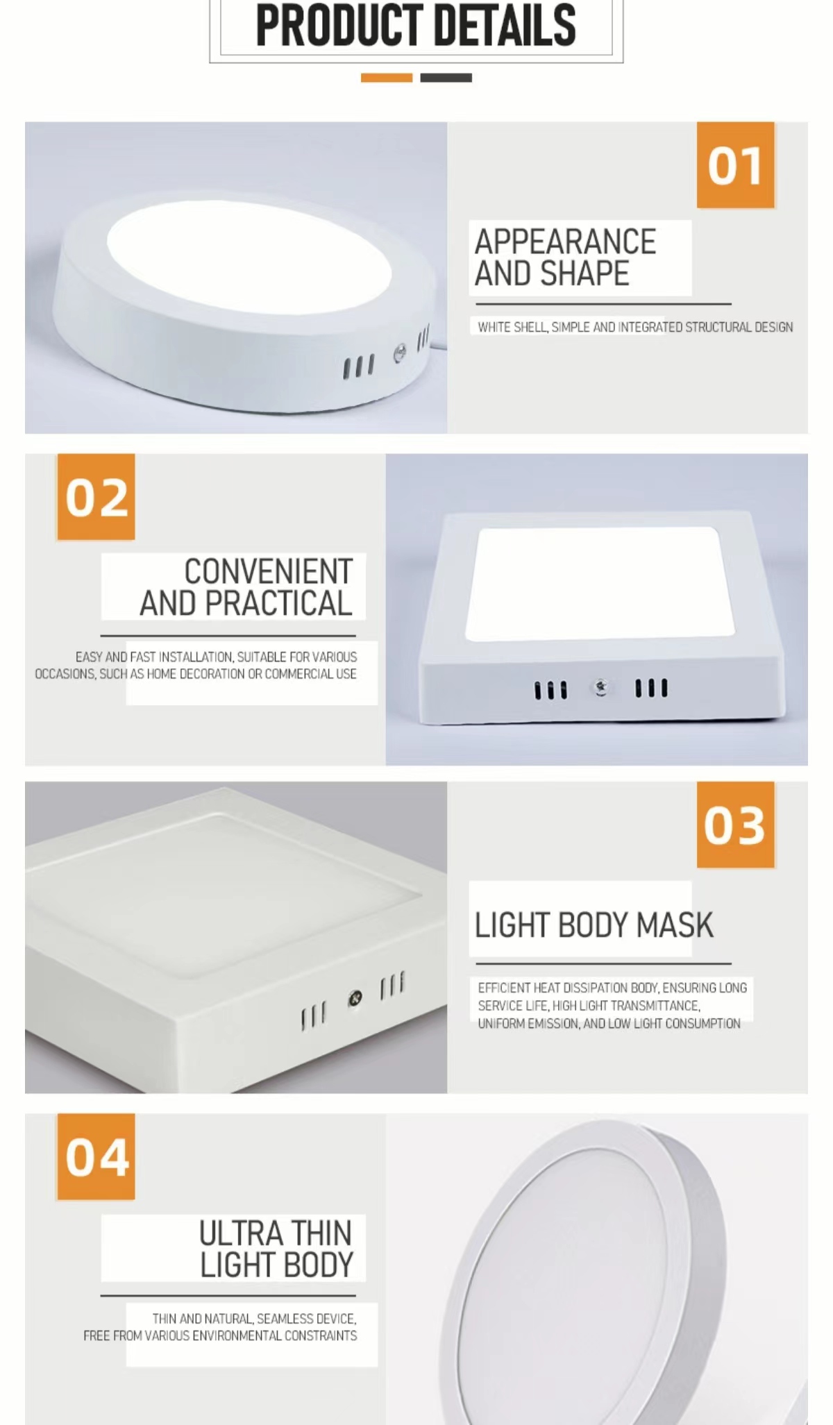 Surface Mounted Led Ceiling Light Downlight Squre Round Panel Lights ...