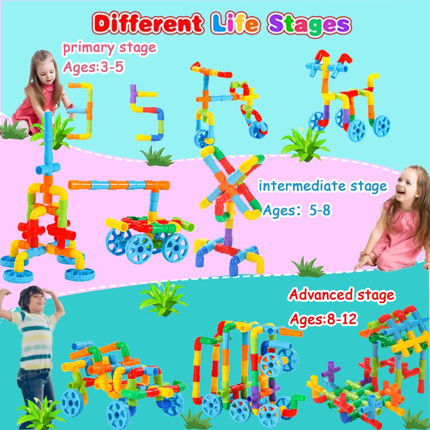 Big Size Pipe Building Toys Early Learning Educational Tubular Pipes ...