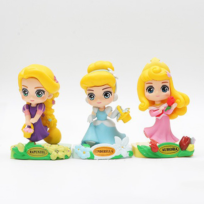 9Pcs/Set 10cm Disney Princess Snow White Cinderella Ariel Belle Jasmine ...