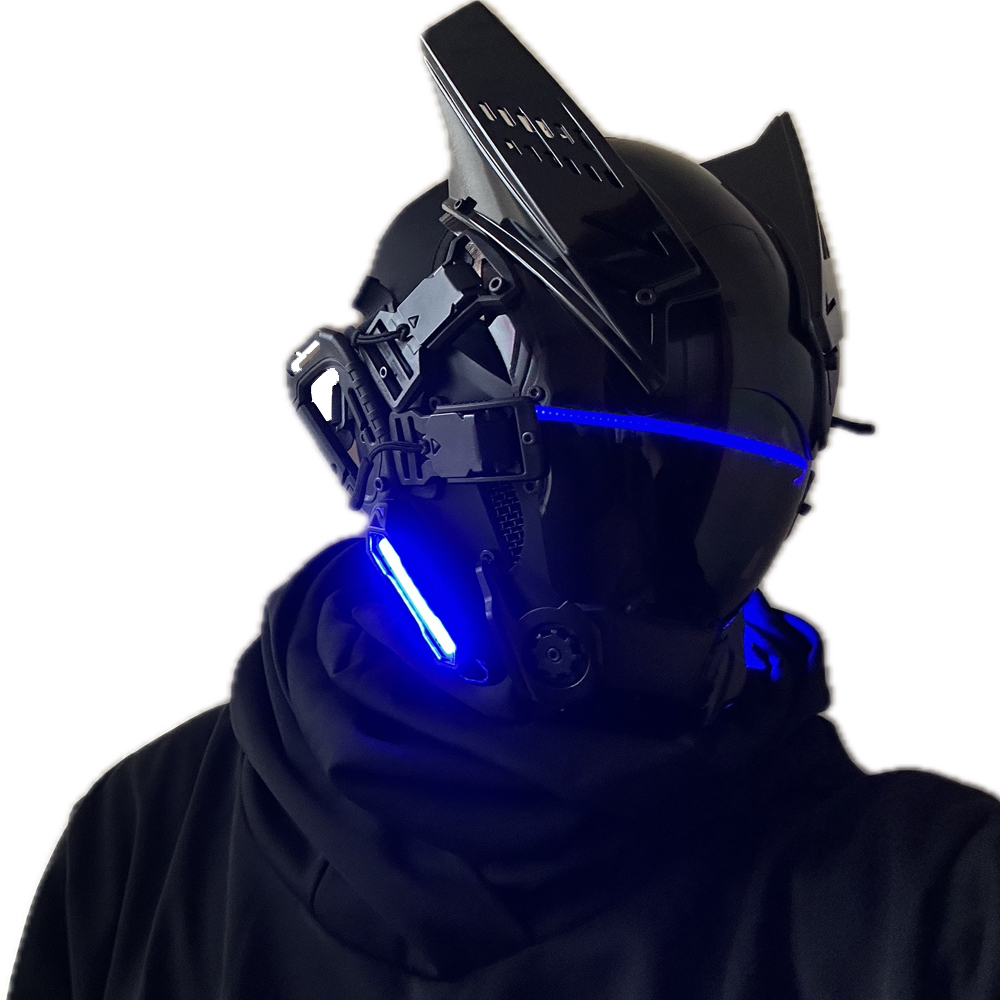 Cyberpunk Mask LED Cosplay mask SCI-FI Helmet Party Toys Techwear mask ...