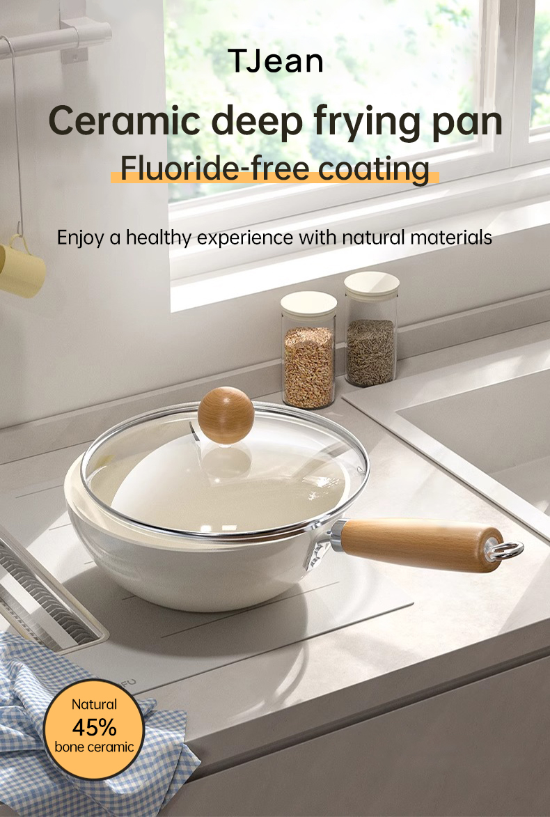 TJean Nonstick Pan Ceramic Wok Non-Stick Coating Cookware Suitable for ...