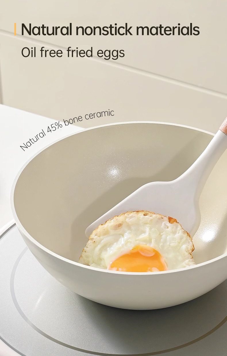 TJean Nonstick Pan Ceramic Wok Non-Stick Coating Cookware Suitable for ...
