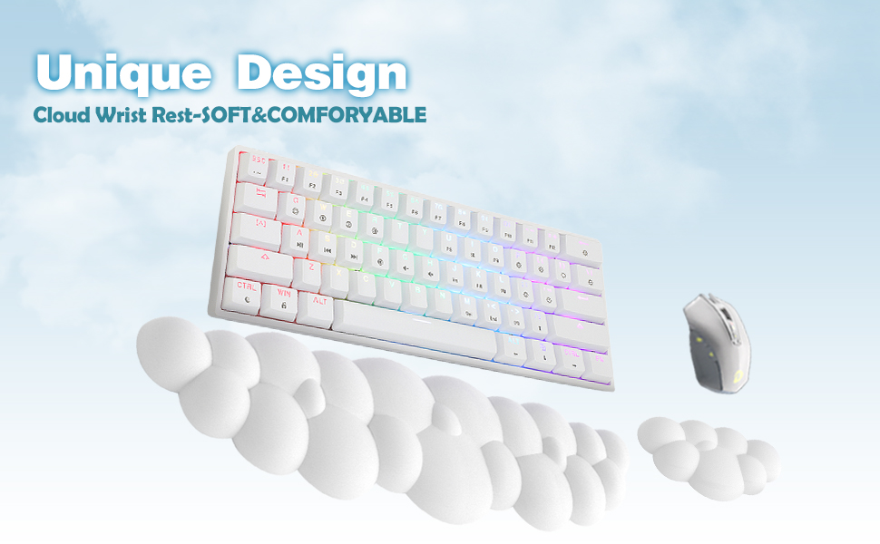 Cloud Keyboard Wrist Rest and Mouse Wrist Rest, Memory Foam Wrist Rest ...