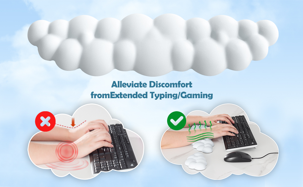 Cloud Keyboard Wrist Rest and Mouse Wrist Rest, Memory Foam Wrist Rest ...