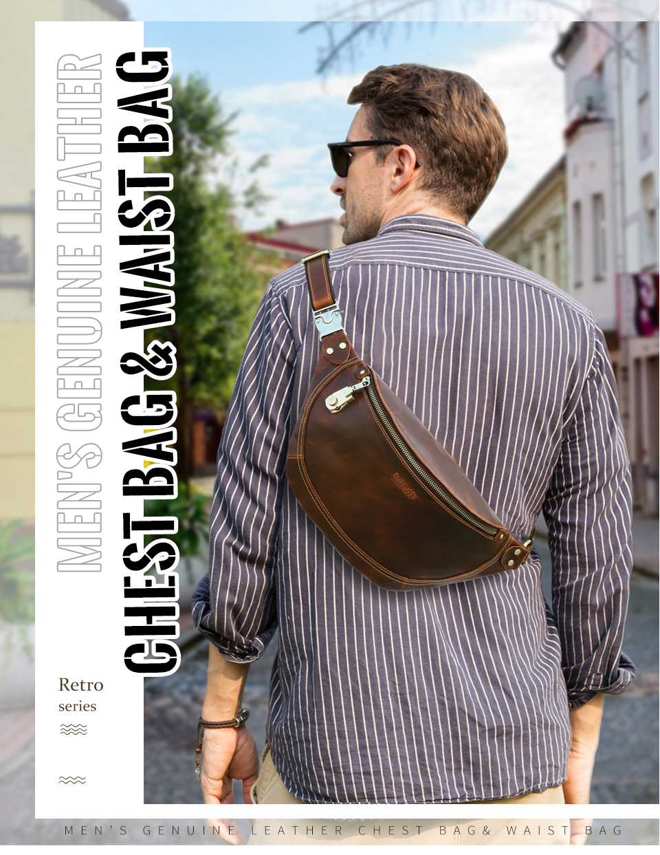CONTACT'S Genuine Leather Men Waist Bag Designer Password Lock Travel ...