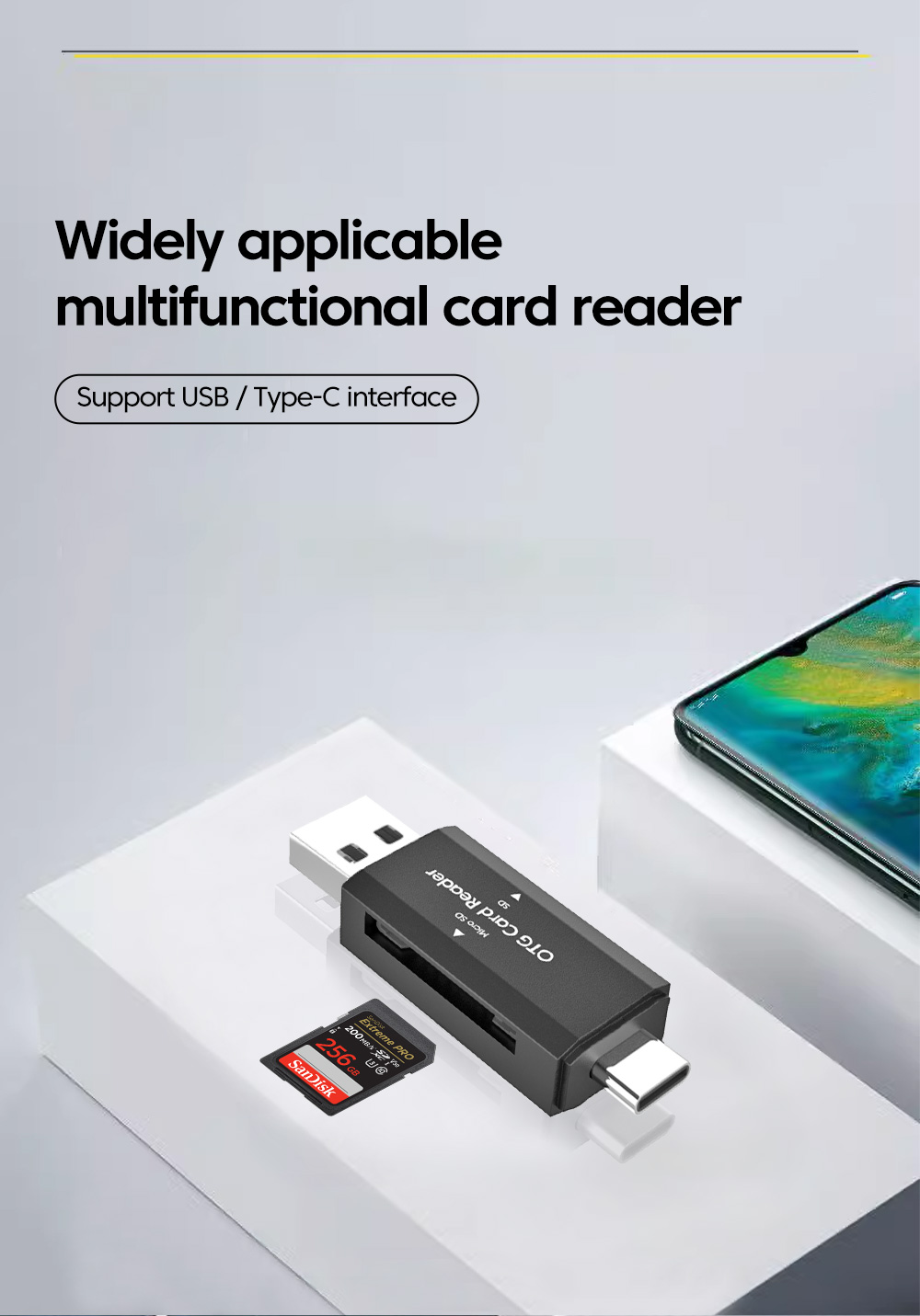 Type C SD Card Reader TF 2 in 1 USB2.0 OTG High Speed Smart Adapter for ...