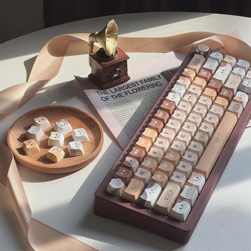 Cat Head Theme Keycaps MAO Profile Five Sides Sublimation Side Engraved ...