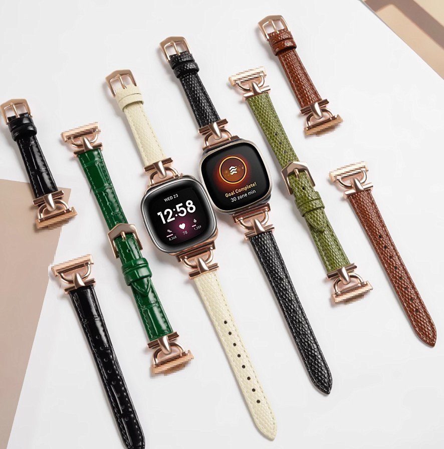 Elegant D Leather Watch Strap For Fitbit Versa 4 Strap fitbit sense 2 ...