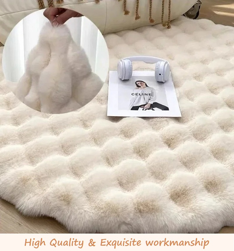 Faux Rabbit Fur Round Rugs Carpet for Bedroom Living Room Luxury Winter ...
