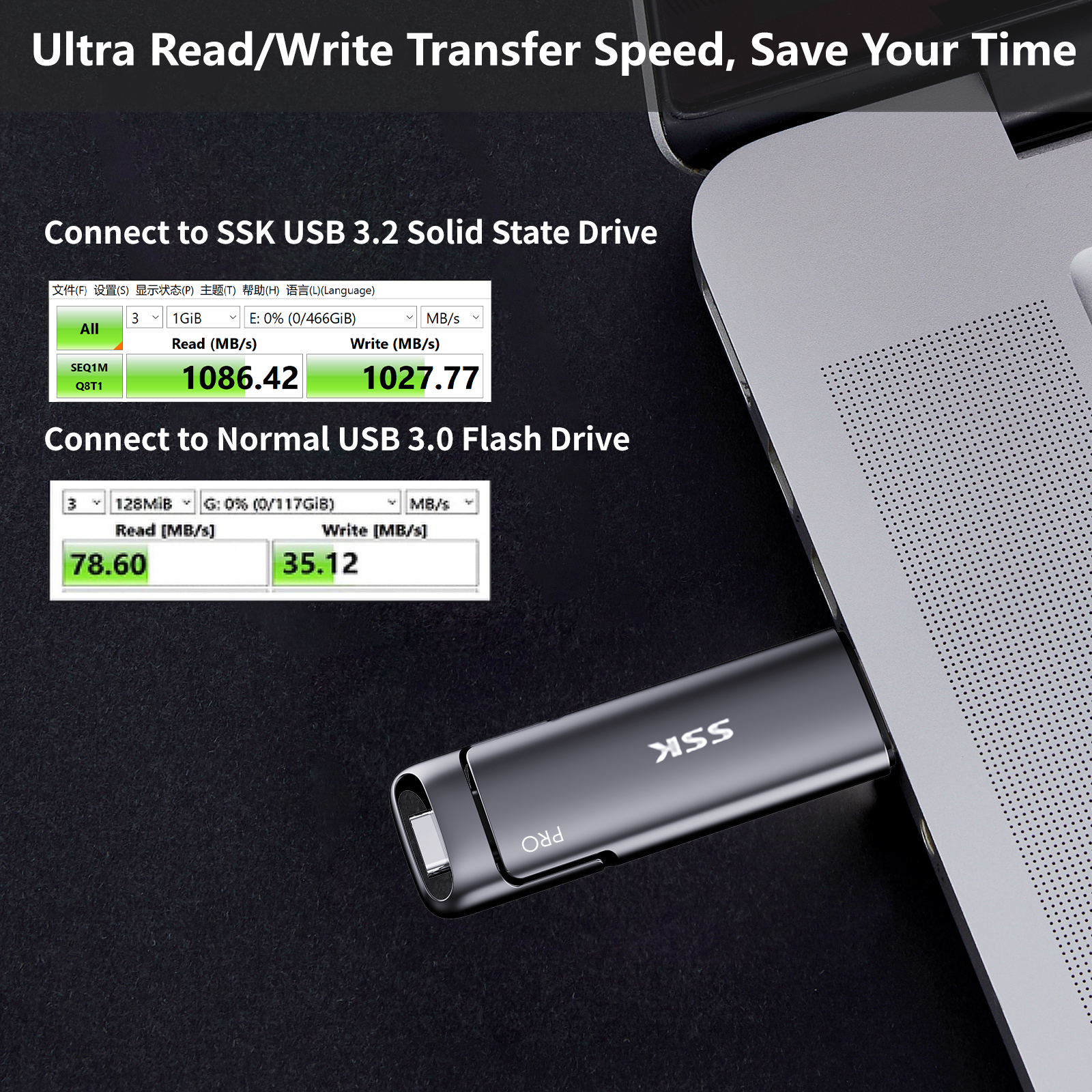 SSK 1000MB/s USB C Pendrive 1TB Thumb Drive OTG Type C Pendrive USB3.2 ...