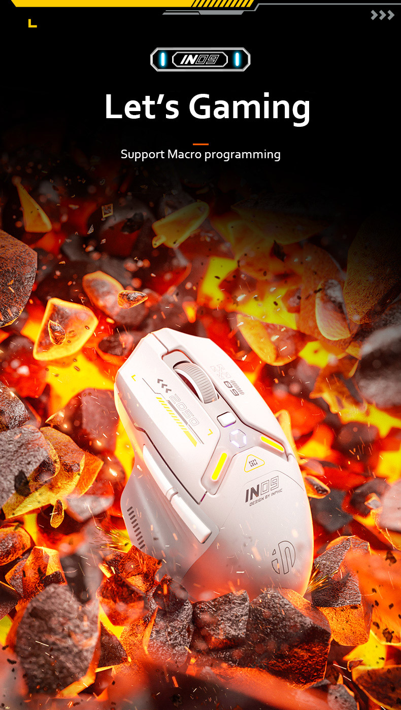 INPHIC IN9 Wired & Wireless Mouse Rechargeable RGB Lighting Gaming Mice ...