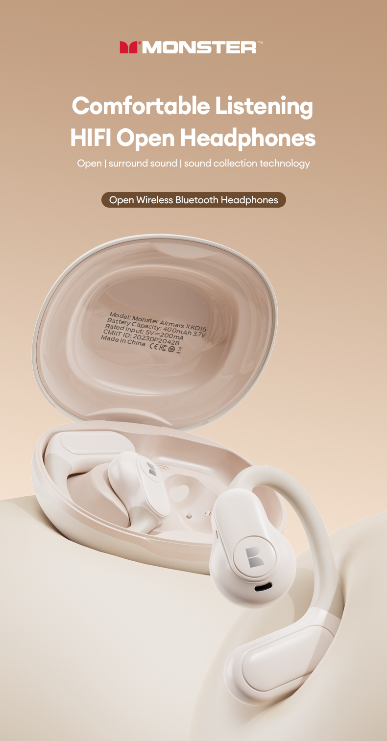 Monster XKO15 Open Ear Earphone Bluetooth 5.4 Wireless Earphone ...