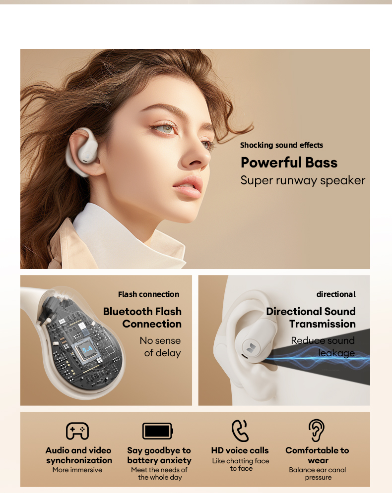 Monster XKO15 Open Ear Earphone Bluetooth 5.4 Wireless Earphone ...