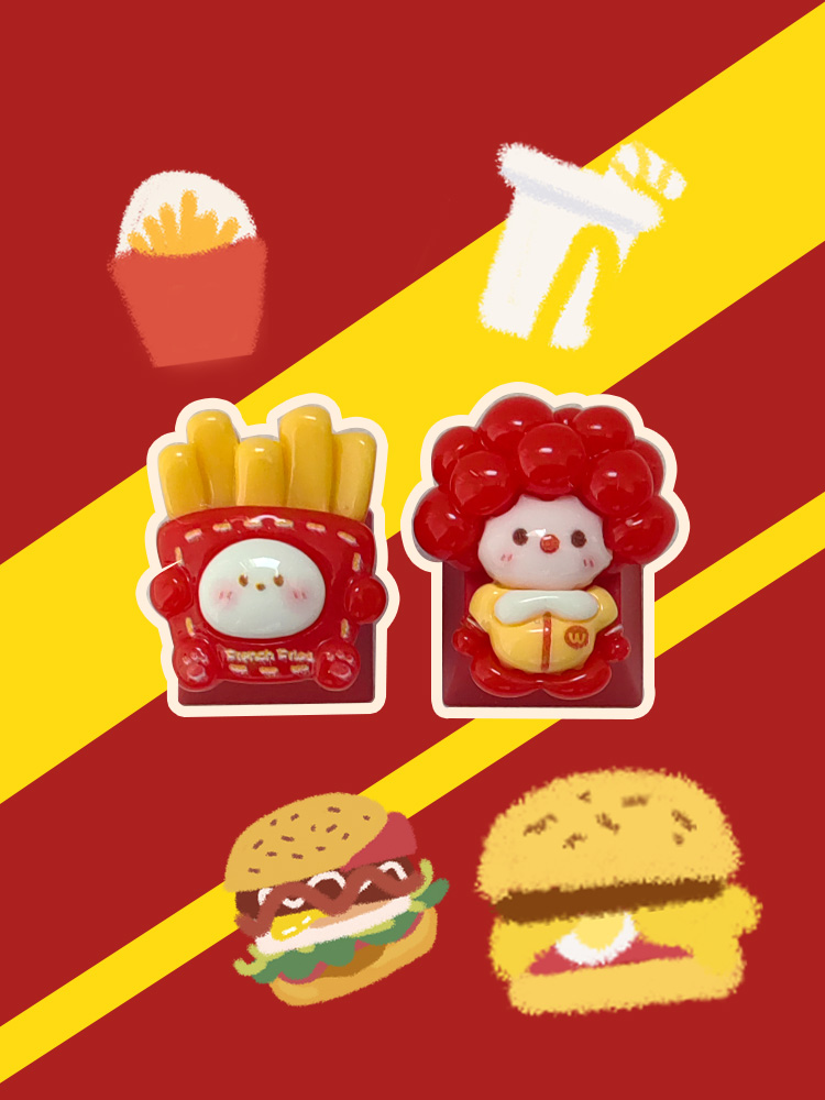 [keycaps] Burger and French Fries Mechanical Keyboard Dedicated Button ...