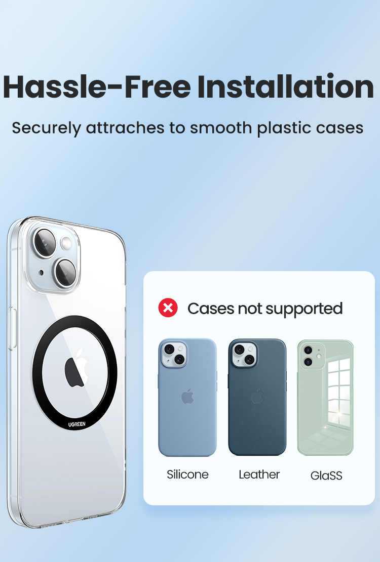 UGREEN Metal Ring Sticker for Magnetic Wireless Charger for iPhone 15 ...