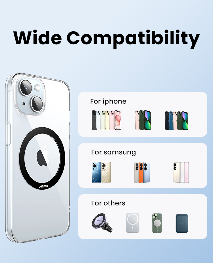 UGREEN Metal Ring Sticker for Magnetic Wireless Charger for iPhone 15 ...
