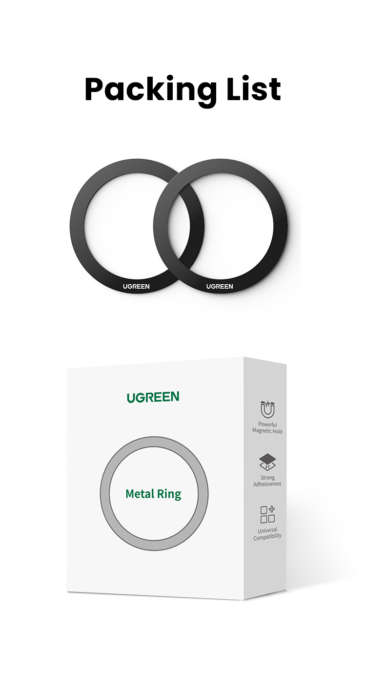 UGREEN Metal Ring Sticker for Magnetic Wireless Charger for iPhone 15 ...