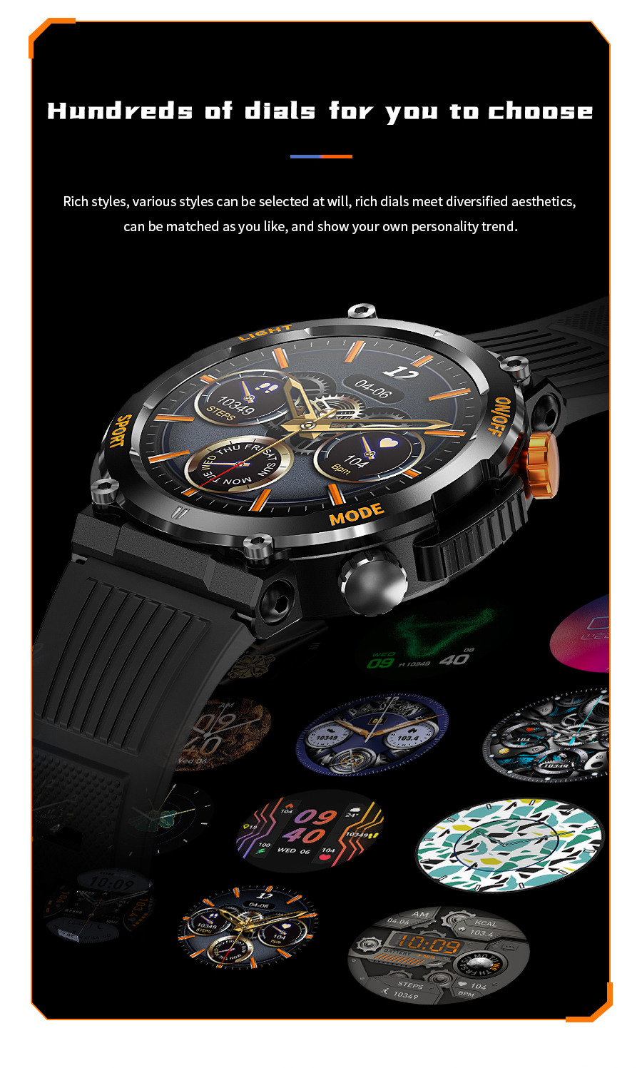 HT17 Military Smart Watch for Men with LED Flashlight 1.46" HD Screen ...