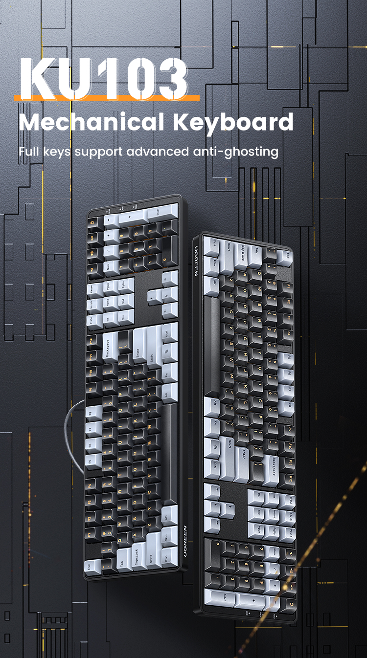 UGREEN Mechanical Keyboard 108 PBT Keycaps Wired Keyboard Red Switch ...