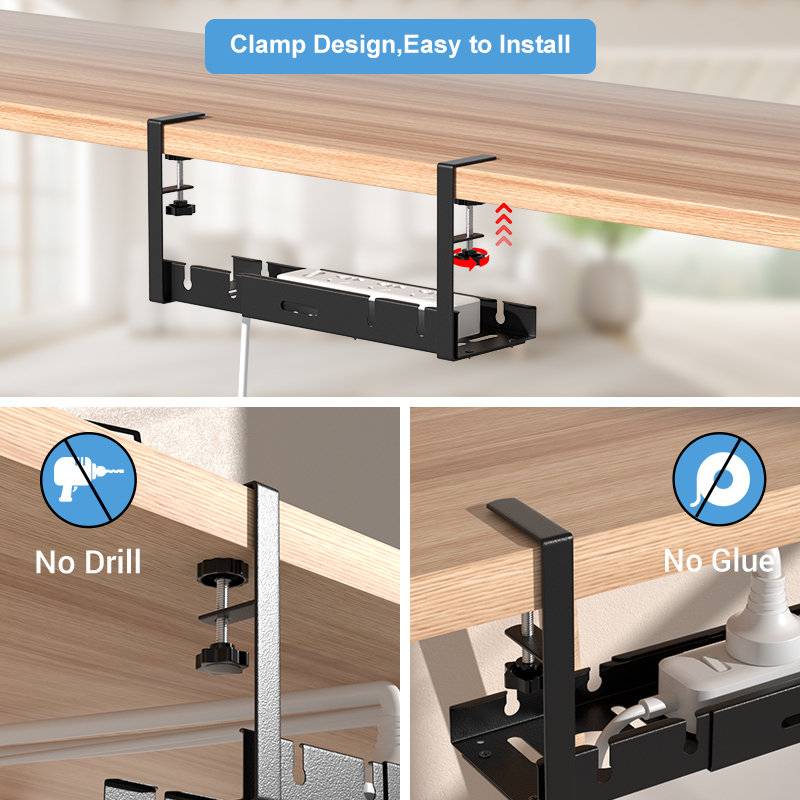JAERSENT Clamp-On Cable Management Tray, Extendable & No-Drill Design ...
