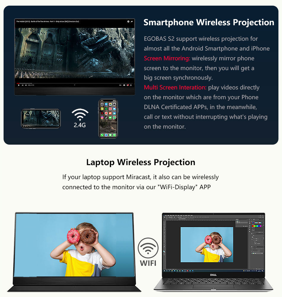 【SG Stock】EGOBAS 15.6 WiFi Portable Monitor/Android/Touchscreen/1080P ...
