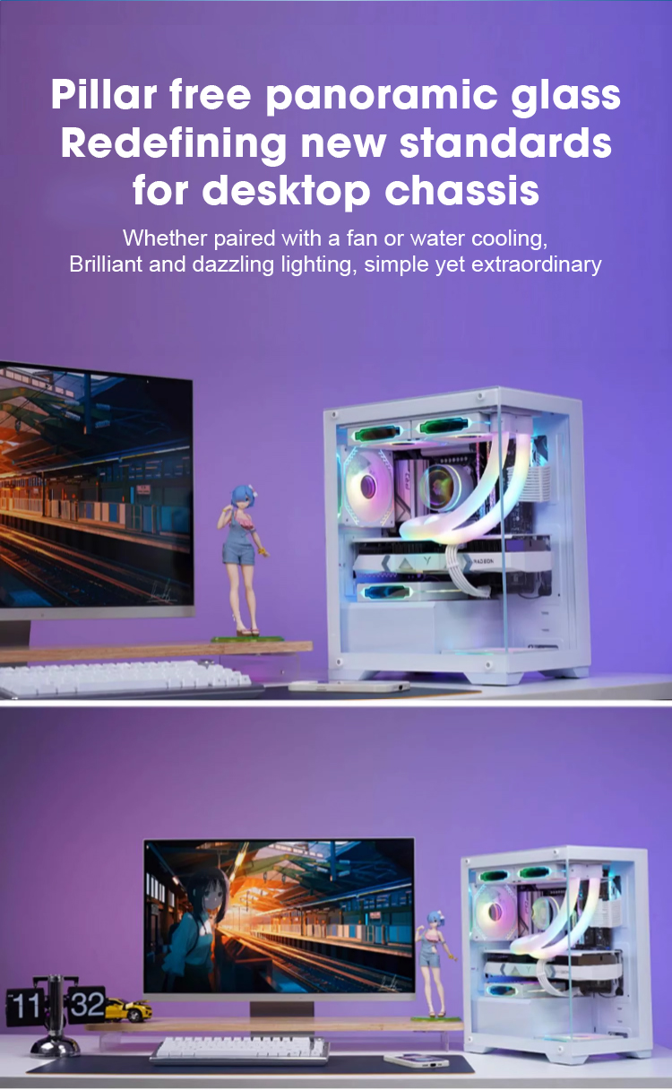 Inplay Seaview Atx PC Case Gaming With Fan White Computer Chassis ...