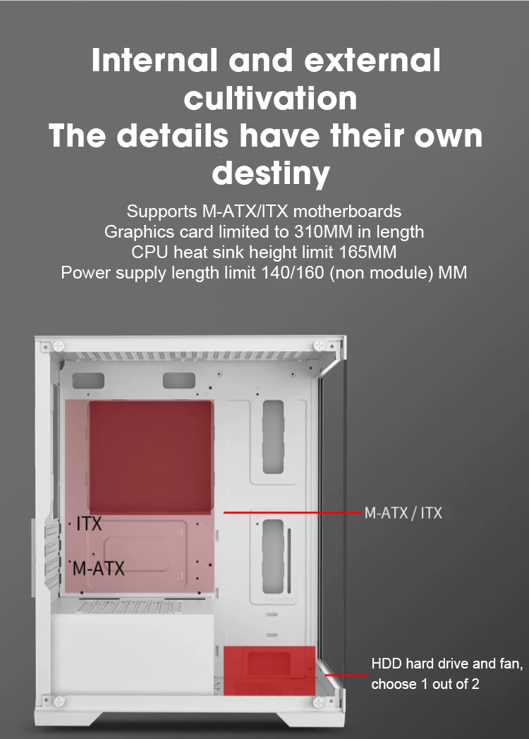 Inplay Seaview Atx PC Case Gaming With Fan White Computer Chassis ...