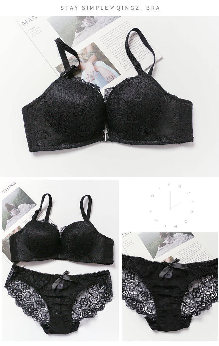 Momo Front buckle sexy lace bra with adjustable side breasts and small ...