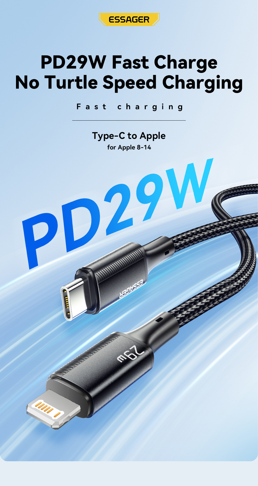 Essager 29W USB Type C Cable For PD Fast Charging Type-C To 29W Wire ...