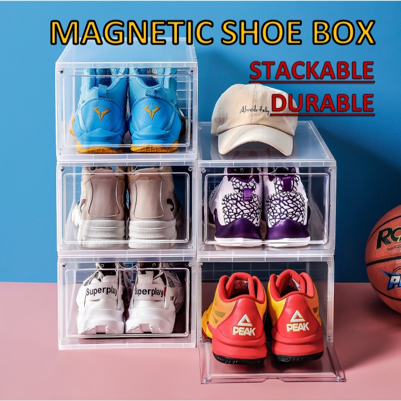 [Pro Acrylic] Foldable Shoe Box Front Drop Stackable Sneaker Box Shoe ...