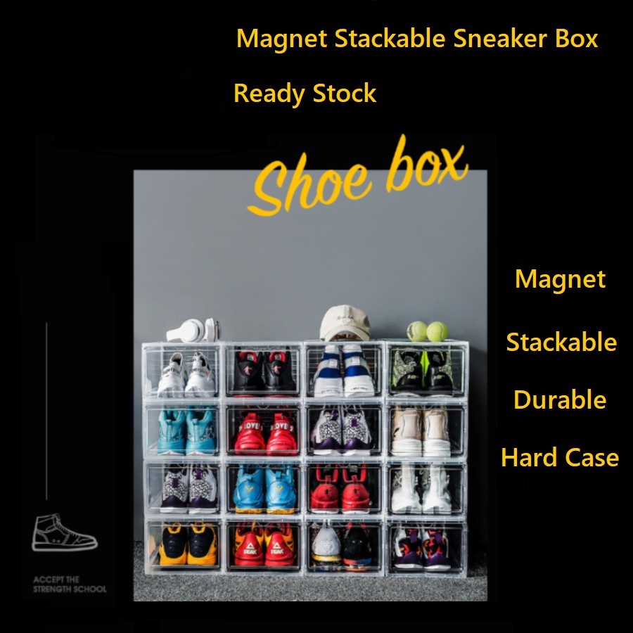 [Pro Acrylic] Foldable Shoe Box Front Drop Stackable Sneaker Box Shoe ...