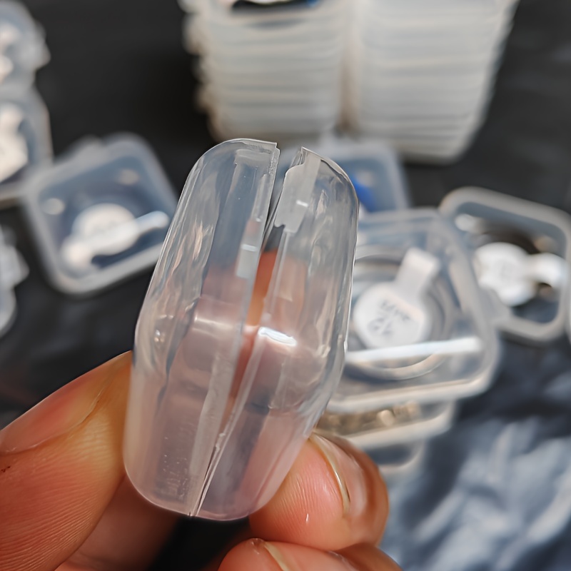 Plastic Transparent Small Box Mini Square Earplugs with Lid Jewelry ...