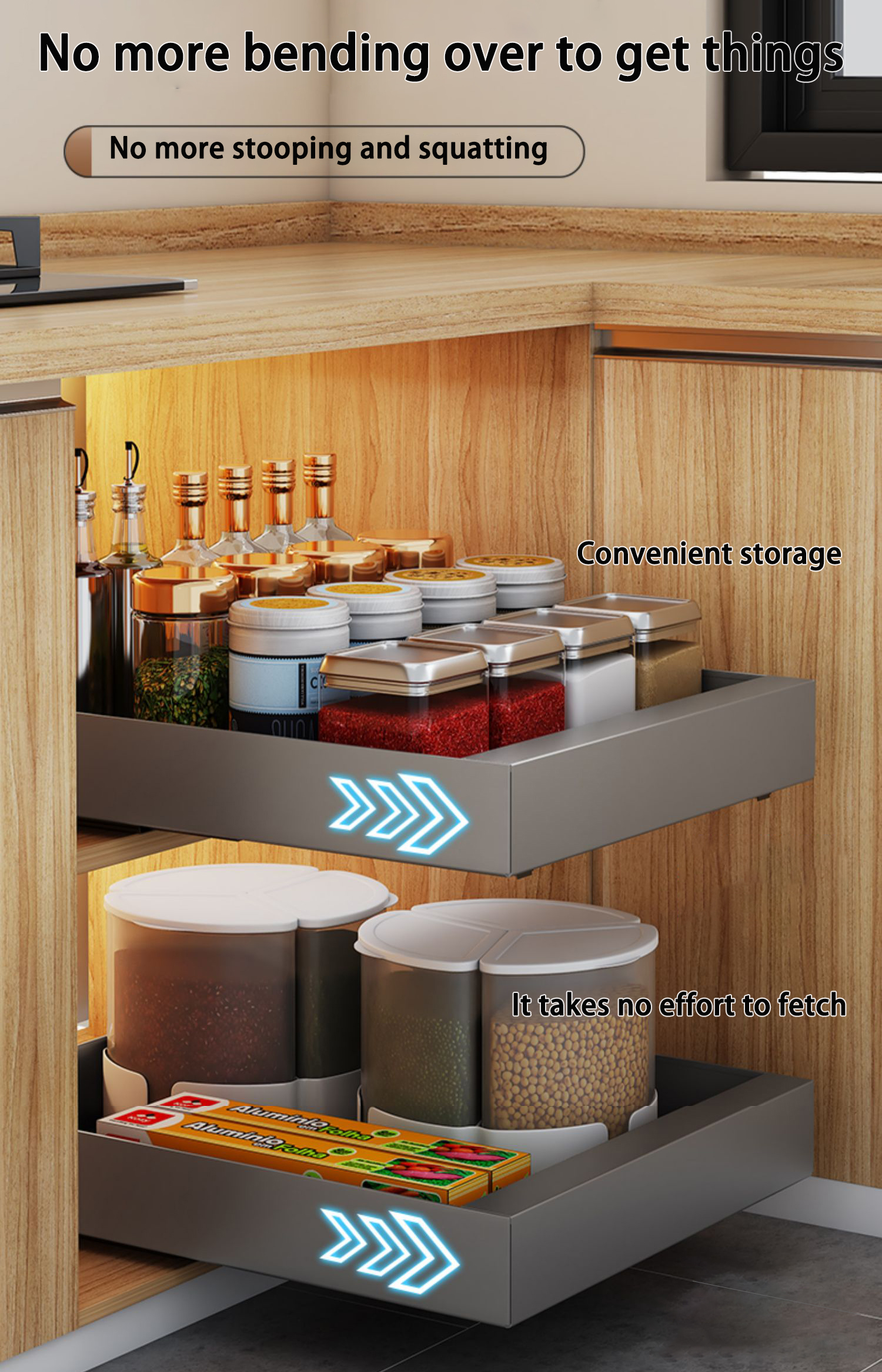 [SG STOCK]Under sink pull-out shelf/Kitchen cabinet inside drawer shelf ...