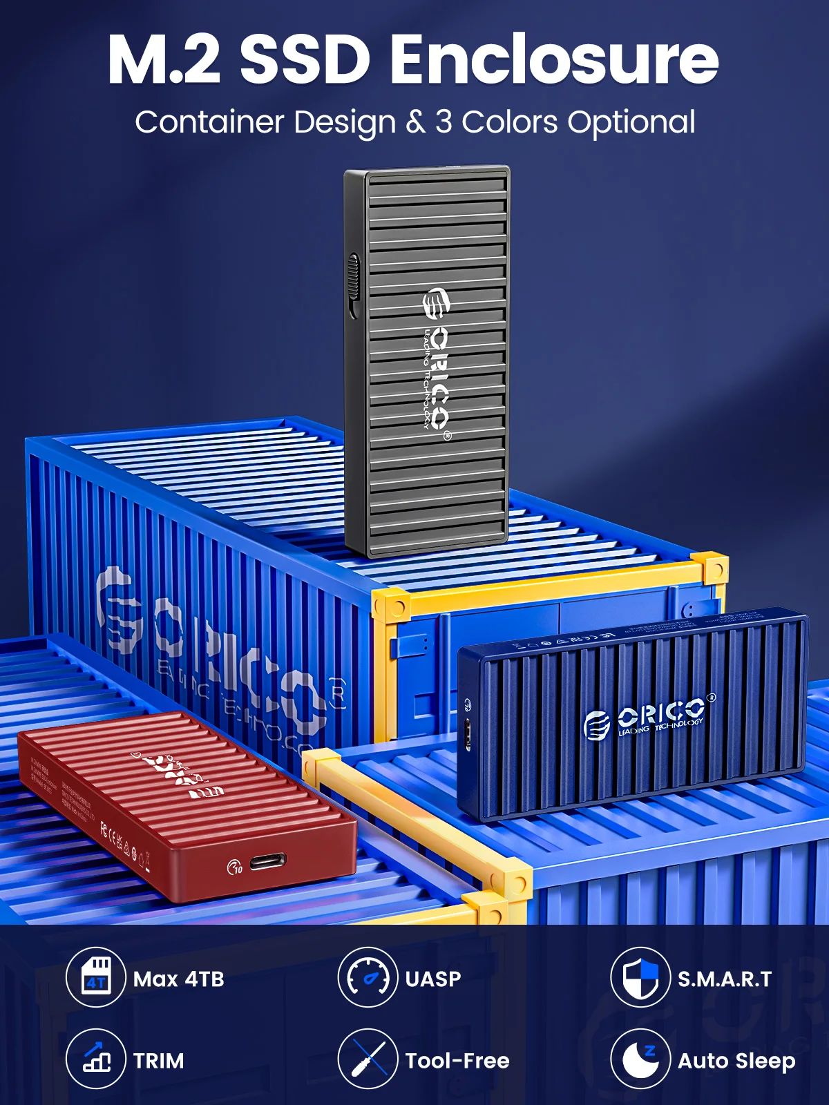 ORICO M.2 NVMe SSD Enclosure Container Design 10Gbps M2 SATA SSD Case ...