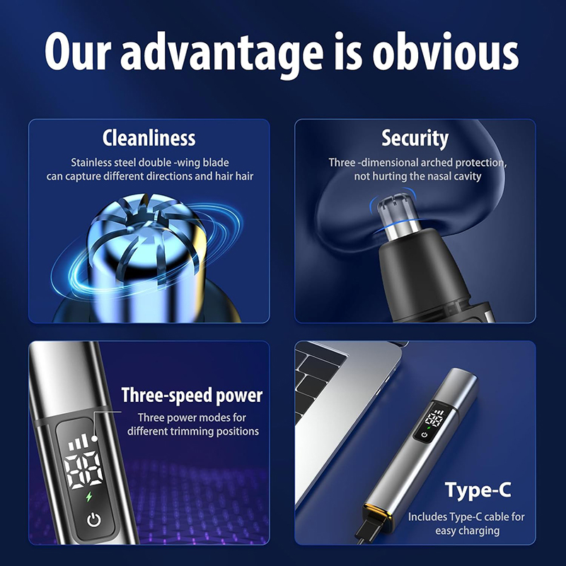 KIPRUN Electric Nose Hair Trimmer, 10000 RPM Rounded Blade Trimmer For ...