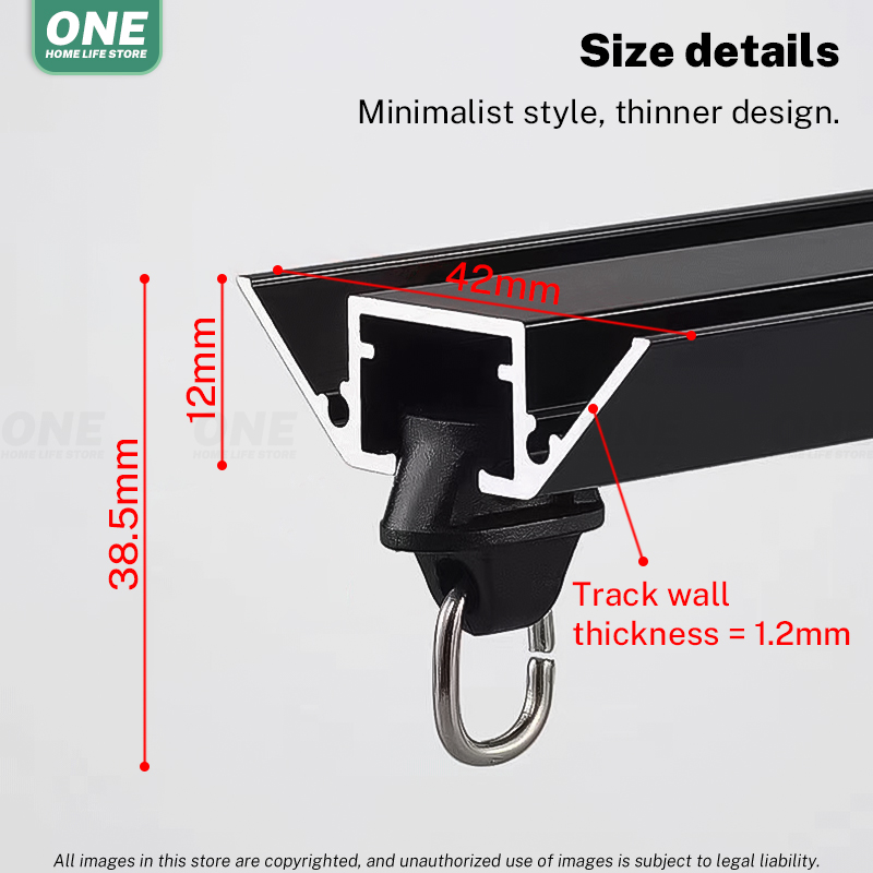 Mute curtain track slide rail V-thin track No need drill top mounted ...