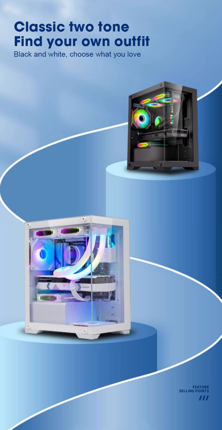 INPLAY Pc Case Gaming Computer Case with Fan White Glass Seaview Palace ...