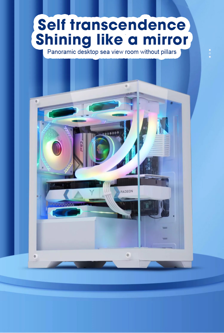 INPLAY Pc Case Gaming Computer Case with Fan White Glass Seaview Palace ...