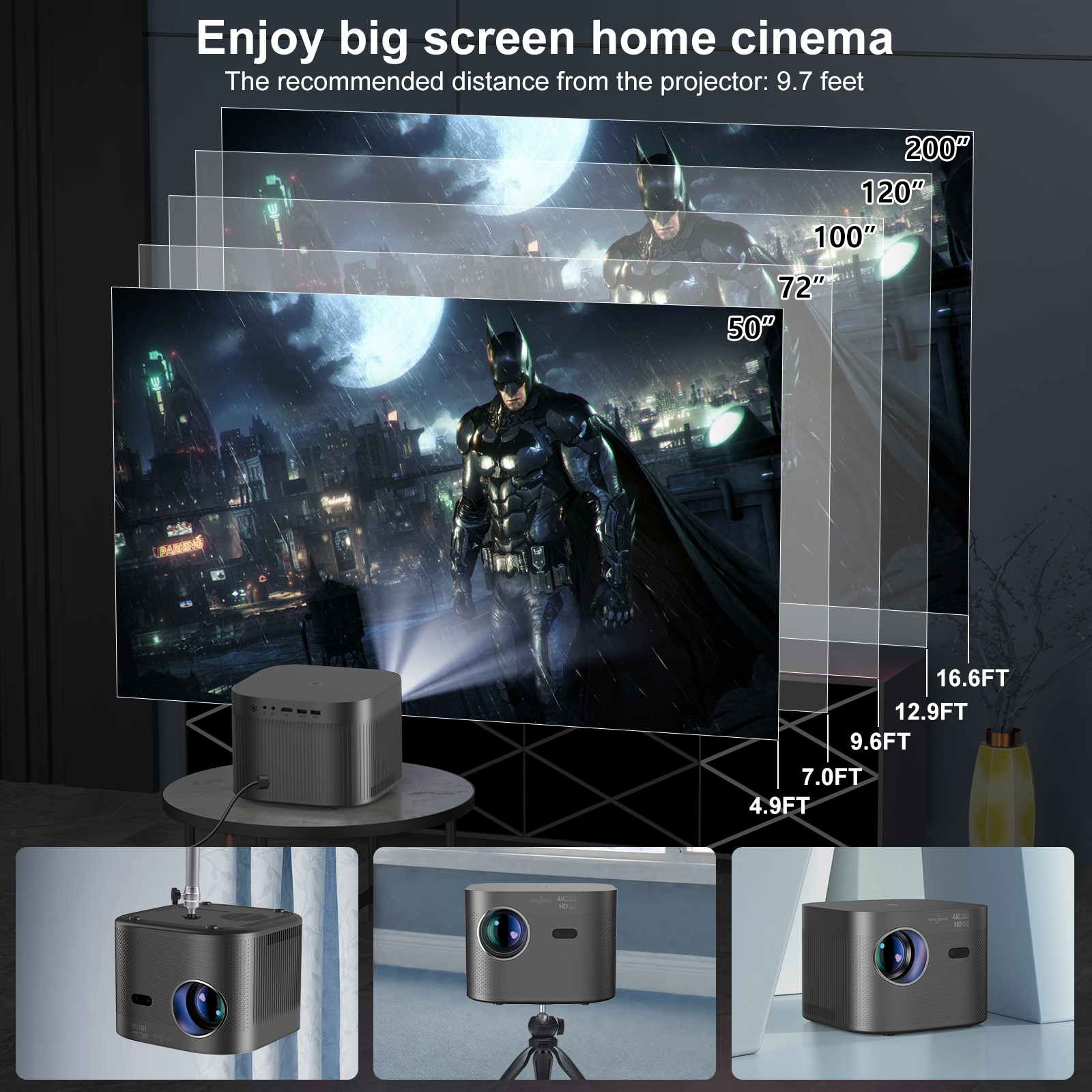 GOOJODOQ Projector Mini Full HD 1080P 13000 LM Home Supports Android ...
