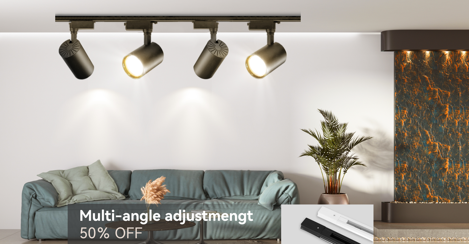 3Colors Track Light Ceiling Lamp Led Spotlight Set 12/20/30W Linear ...