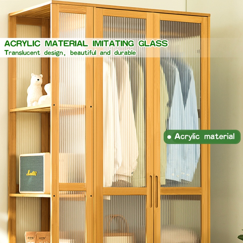 Transparent Wardrobe Clothes Cabinet with Acrylic Glass Door Household ...